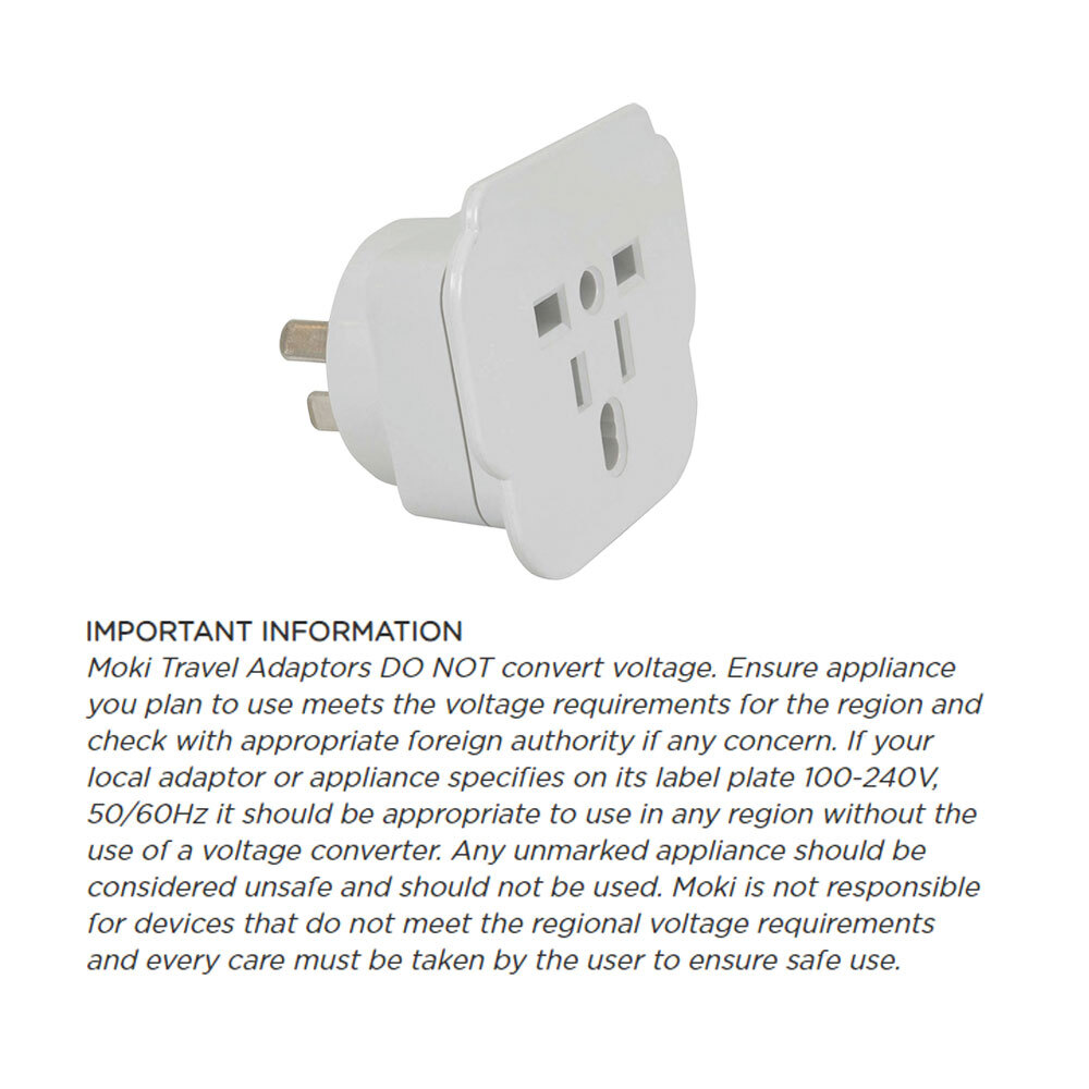 Moki Travel Adaptor Inbound Universal - World to AU and NZ - Online ...