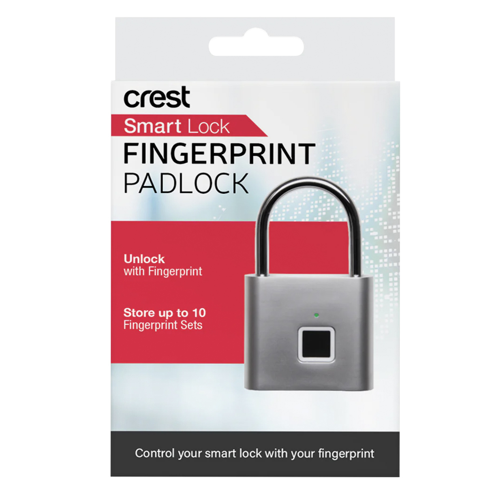 Crest SmartLock USB Rechargeable Fingerprint Padlock - Silver - Online ...