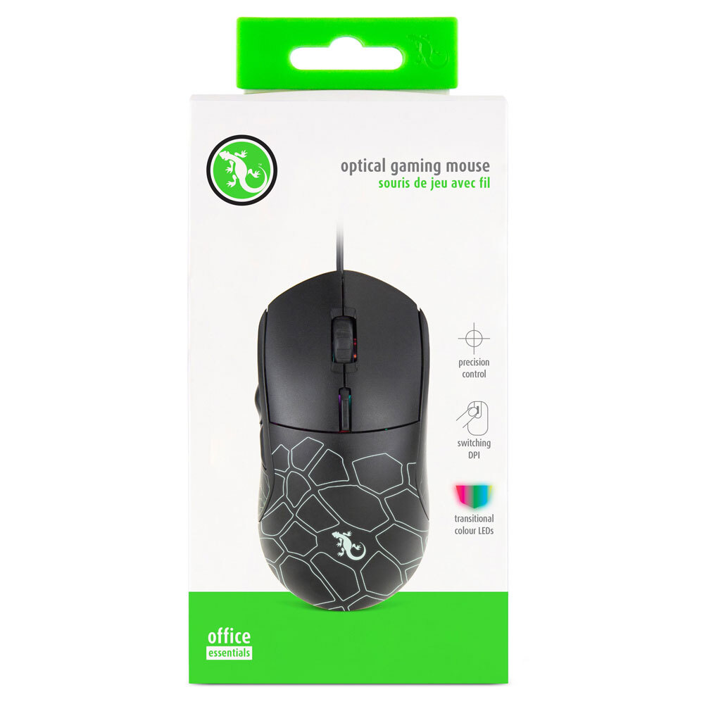 Gecko Wired Optical Gaming Mouse w/ Switching DPI & Coloured LEDs ...