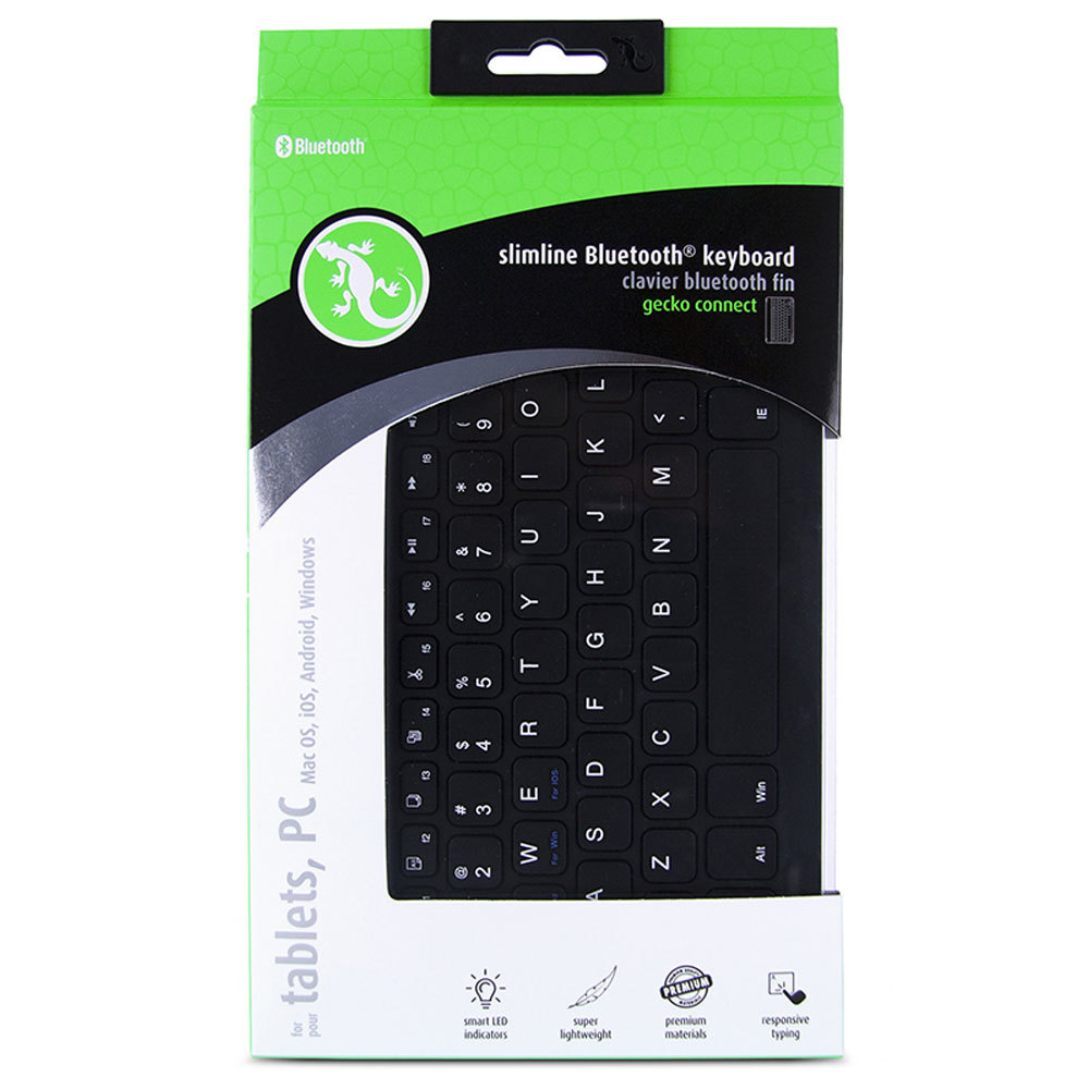 Gecko Slimline Wireless Bluetooth Keyboard - Black - Online | KG Electronic