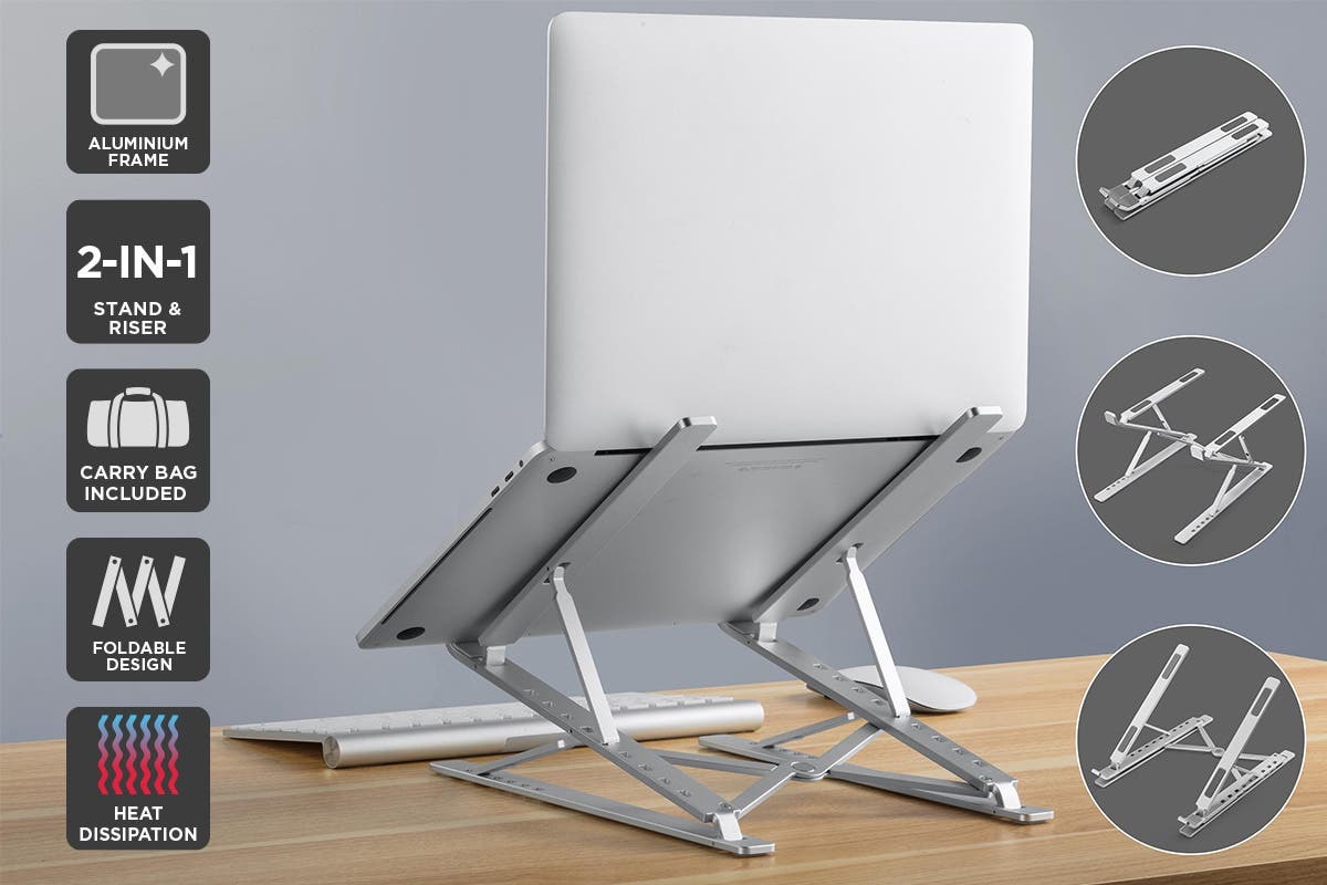 Kogan Aluminium Foldable/Portable Stand/Riser For Laptop/MacBook ...