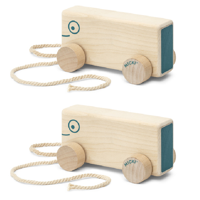 2x Micki Emotions Kids/Children Rectangle Wooden Pull-Along Toy 1y ...