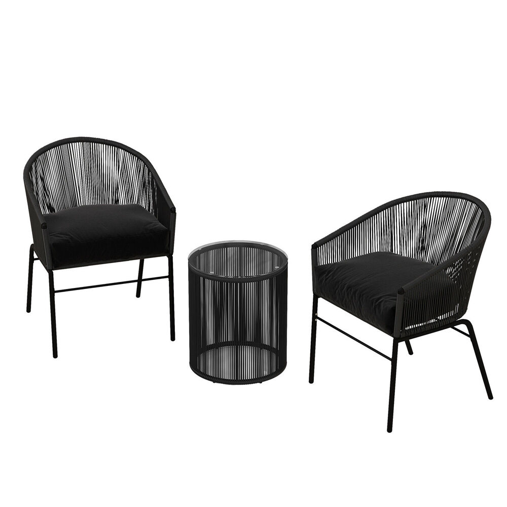 3pc Arcadia Outdoor Furniture Garden/Patio Bistro Set - Black - Online ...