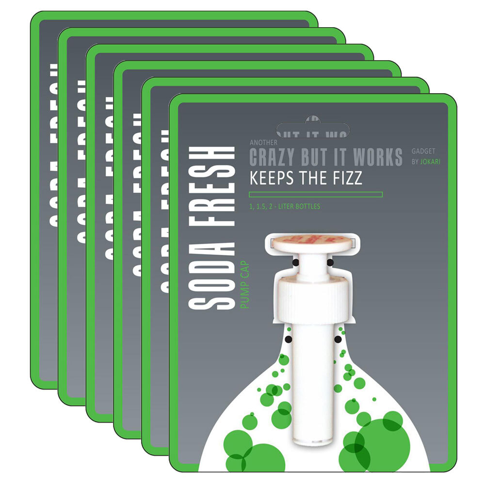 6PK Jokari Soda Fresh Fizz-Keeper Pump Cap Fits Upto 2L Bottle 8cm ...