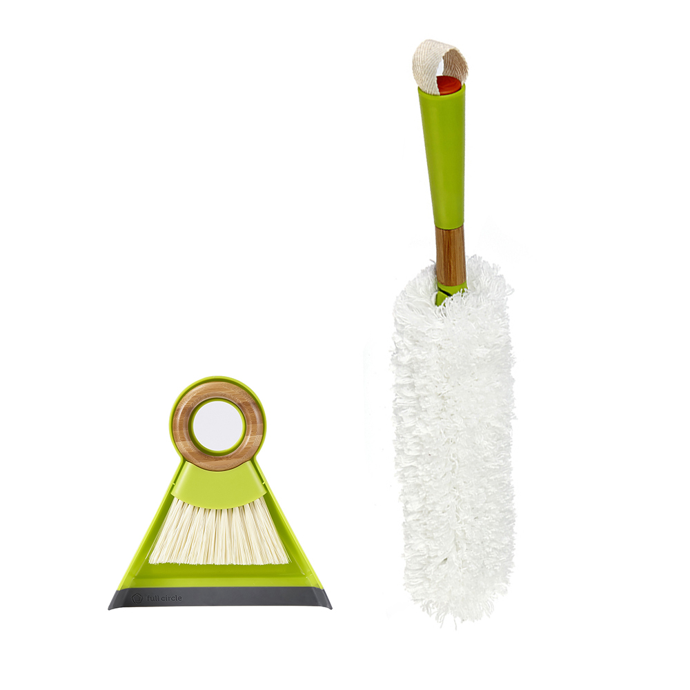 Full Circle Tiny Team Mini Brush & Dustpan/Mirco Fiber Duster Green ...