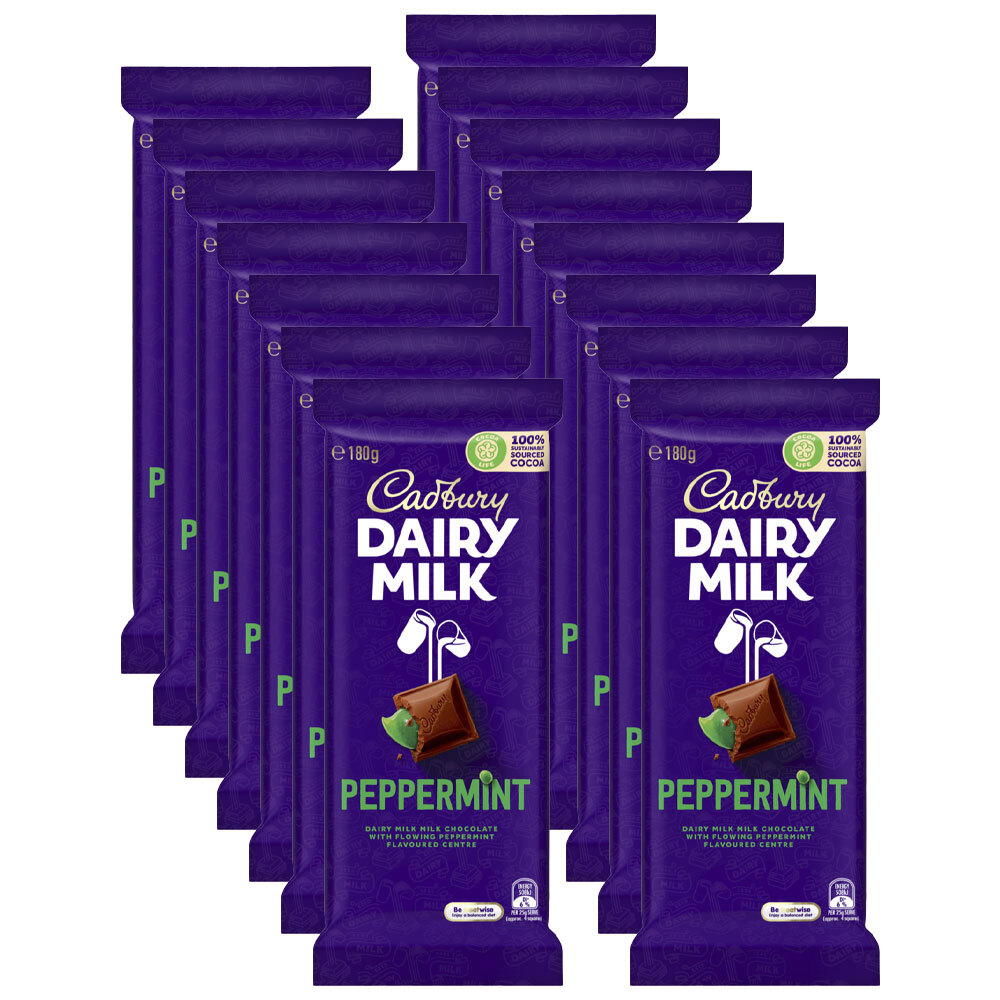 15pc Cadbury Dairy Milk Peppermint 180g Chocolate Confectionery ...