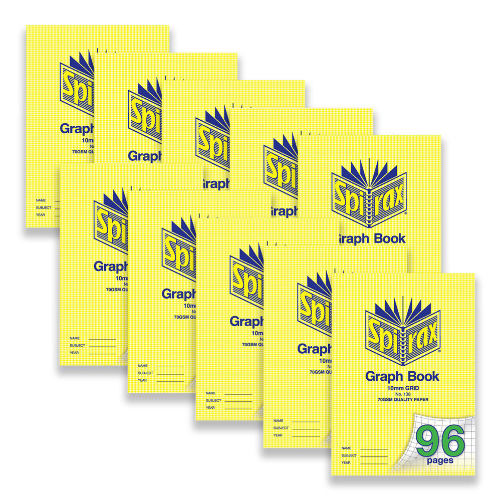 10pc Spirax P138 A4 Graph Book 10mm Grid 96-Pages - Yellow - Online ...