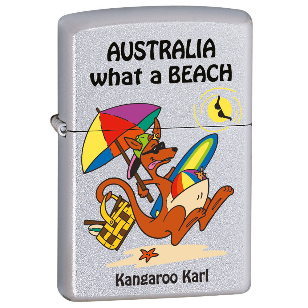 Zippo Kangaroo Karl Beach Genuine Satin Chrome Finish Cigar Cigarette ...