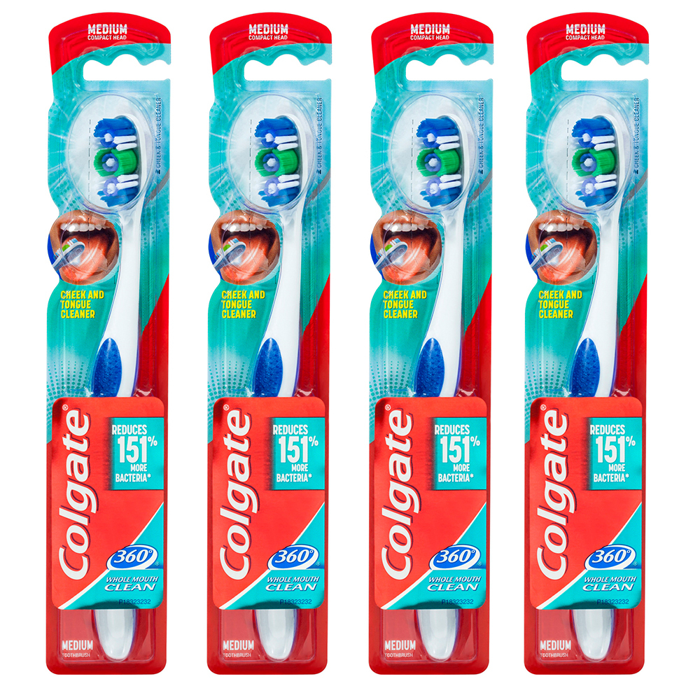 4x Colgate 360 Toothbrush Medium Head Assorted Colours - Online | KG ...