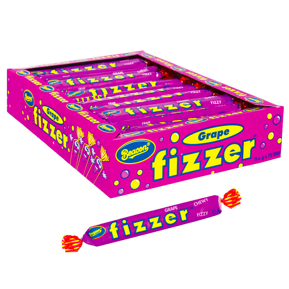72pc Beacon 11.6g Fizzer Grape Flavour Chewy Candy/Lolly - Online | KG ...