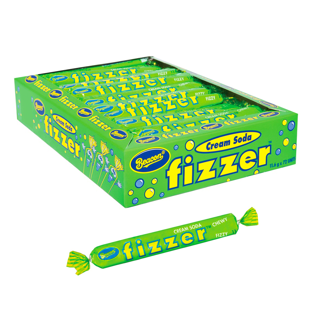 72pc Beacon 11.6g Fizzer Cream Soda Chewy Candy/Lolly - Online | KG ...