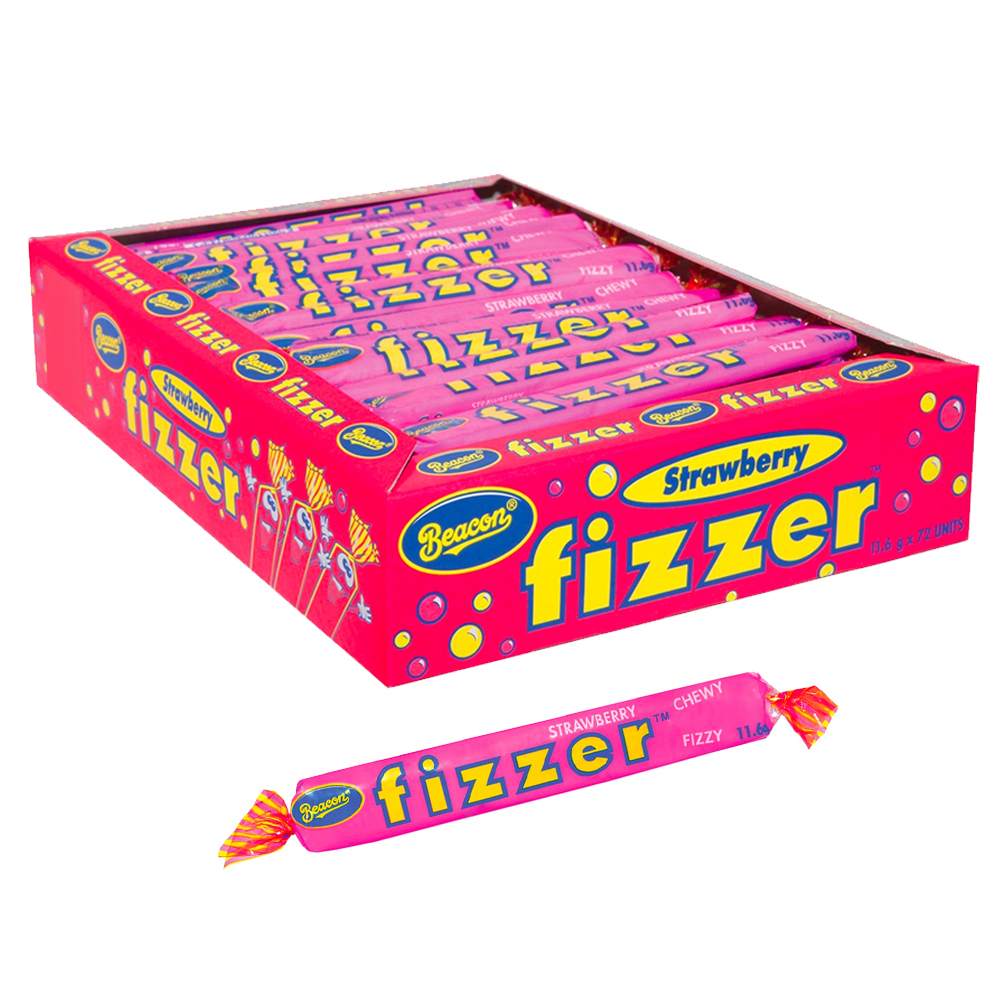 72pc Beacon 11.6g Fizzer Strawberry Flavour Candy/Lolly - Online | KG ...