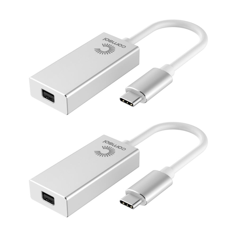 2PK Comsol USB-C to Mini DisplayPort Monitor Computer Adaptor Silver ...