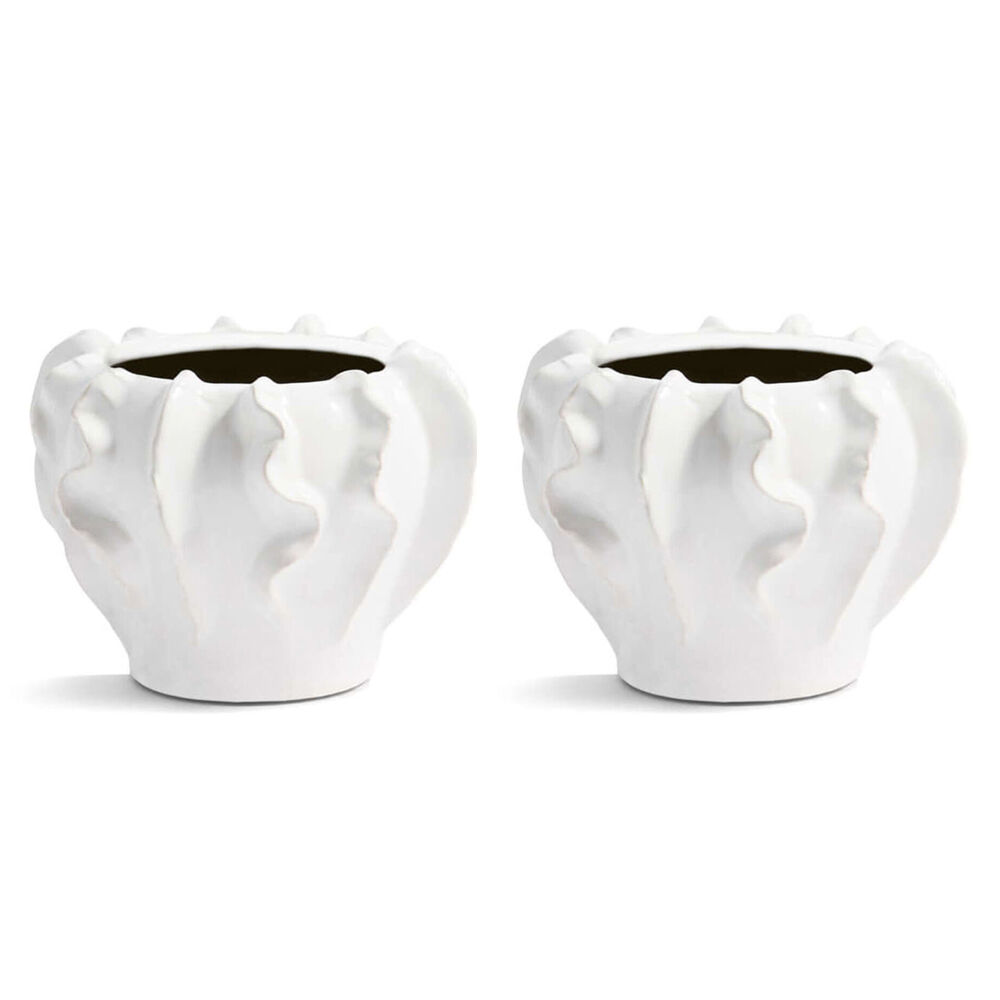 2PK Belle Ursula Ceramic Decorative Pot Planter Medium 22x22cm - White ...