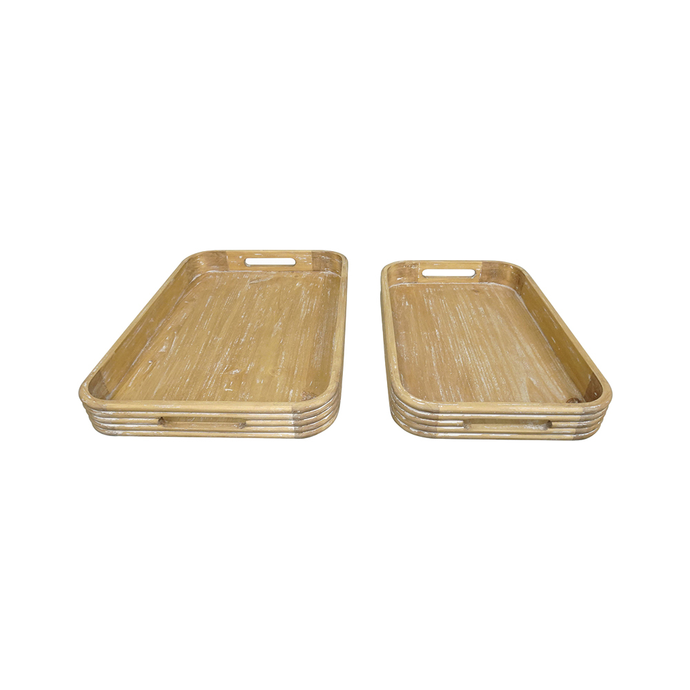 2pc DWBH Carved Wood Tray Server/Display Decor - Natural - Online | KG ...