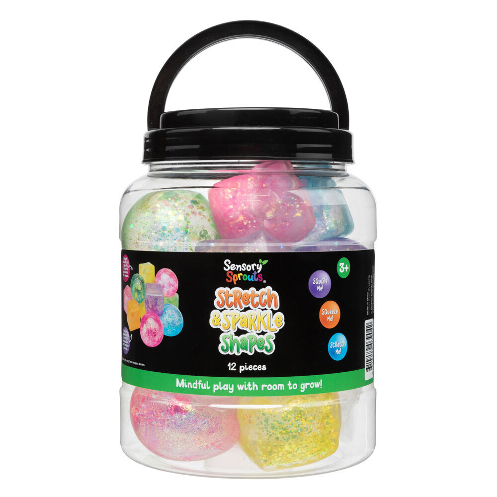 12pc Sensory Sprouts Stretch & Sparkle Shapes Jar Kids Toy ...