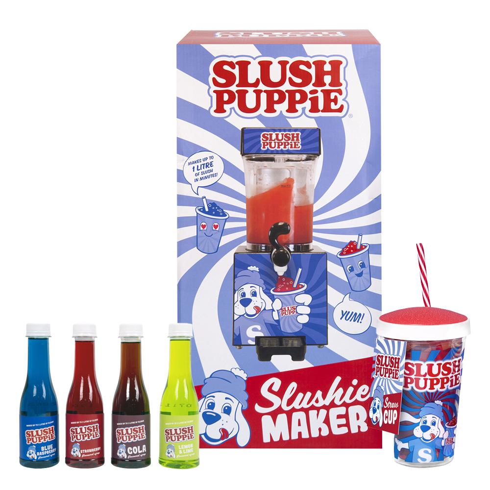 Slush Puppie 1L Frozen Slushie Machine, Syrup Set & Slushie Cup w/ Lid ...