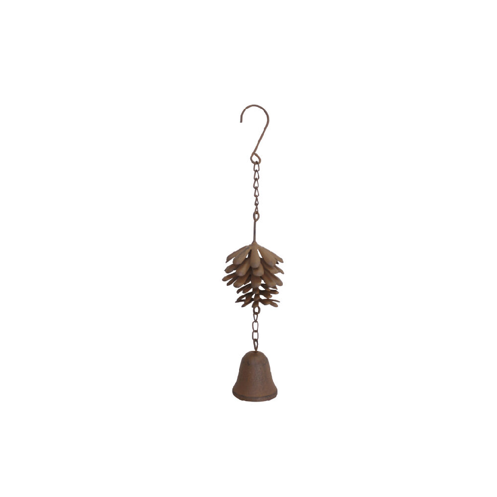 Darlin Metal Pine Cone Hanging Bell Outdoor Decor 40x9cm Matte Rust ...