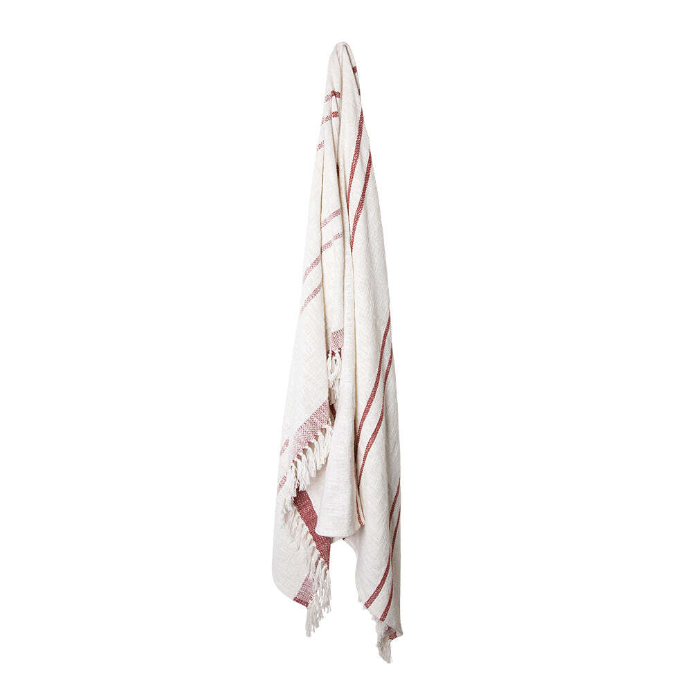 J.Elliot Cassidy 130x160cm Cotton Throw Blanket - Ivory & Brick ...