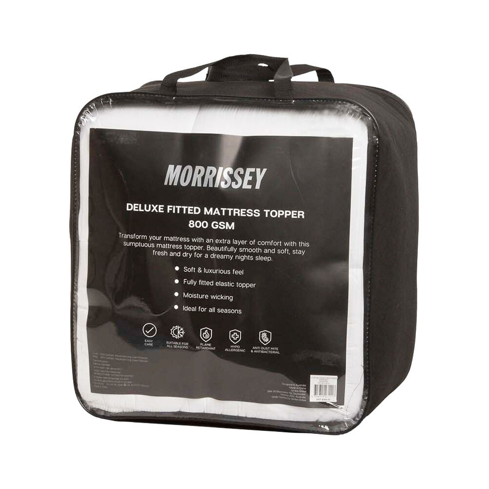 Morrissey Deluxe Single Bed Fitted Mattress Topper 800GSM - Online | KG ...