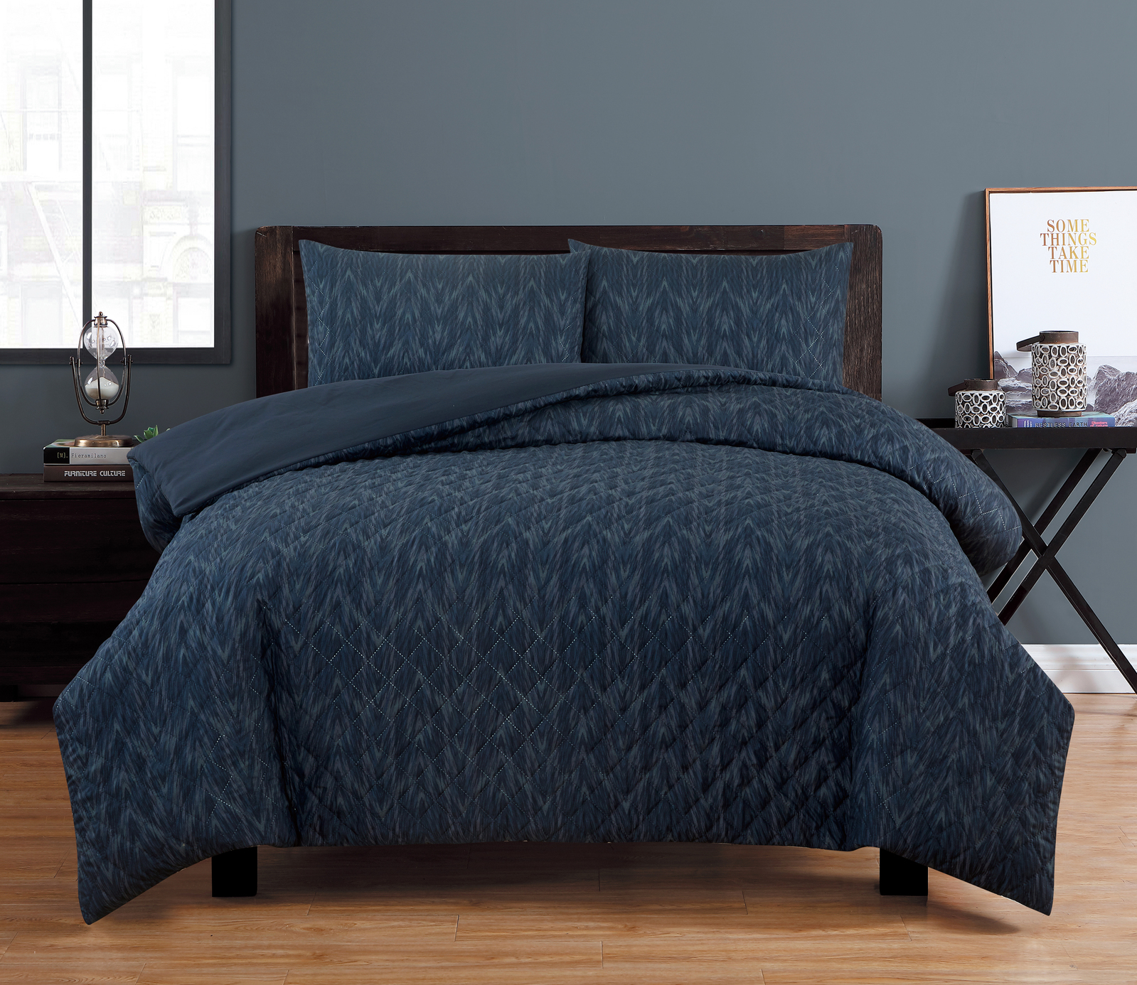 Ardor Boudoir Oak Embossed Quilt Cover Set Queen Bed Indigo - Online ...