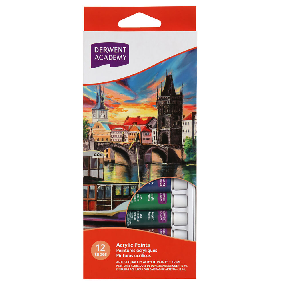 12pc Derwent Academy 12ml Acrylic Paints - Online | KG Electronic