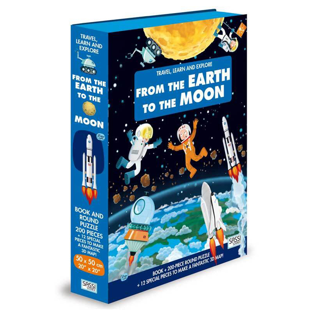 200pc Sassi Junior From the Earth to the Moon Book & 3D Puzzle Set ...