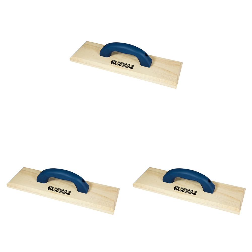 3PK Spear & Jackson Pine Timber Float Plastic Handle 375mm - Natural ...