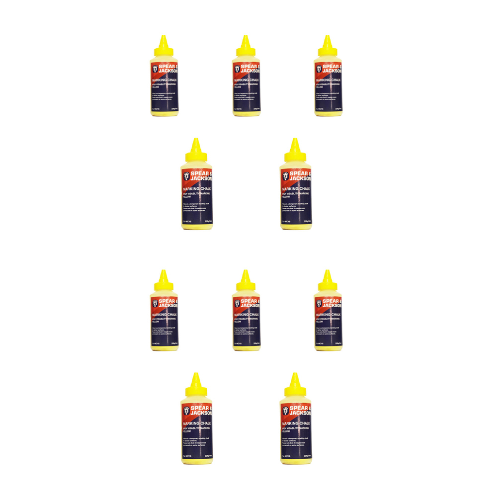 10PK Spear & Jackson Hi-Vis Temporary Marking Chalk 8oz - Yellow ...