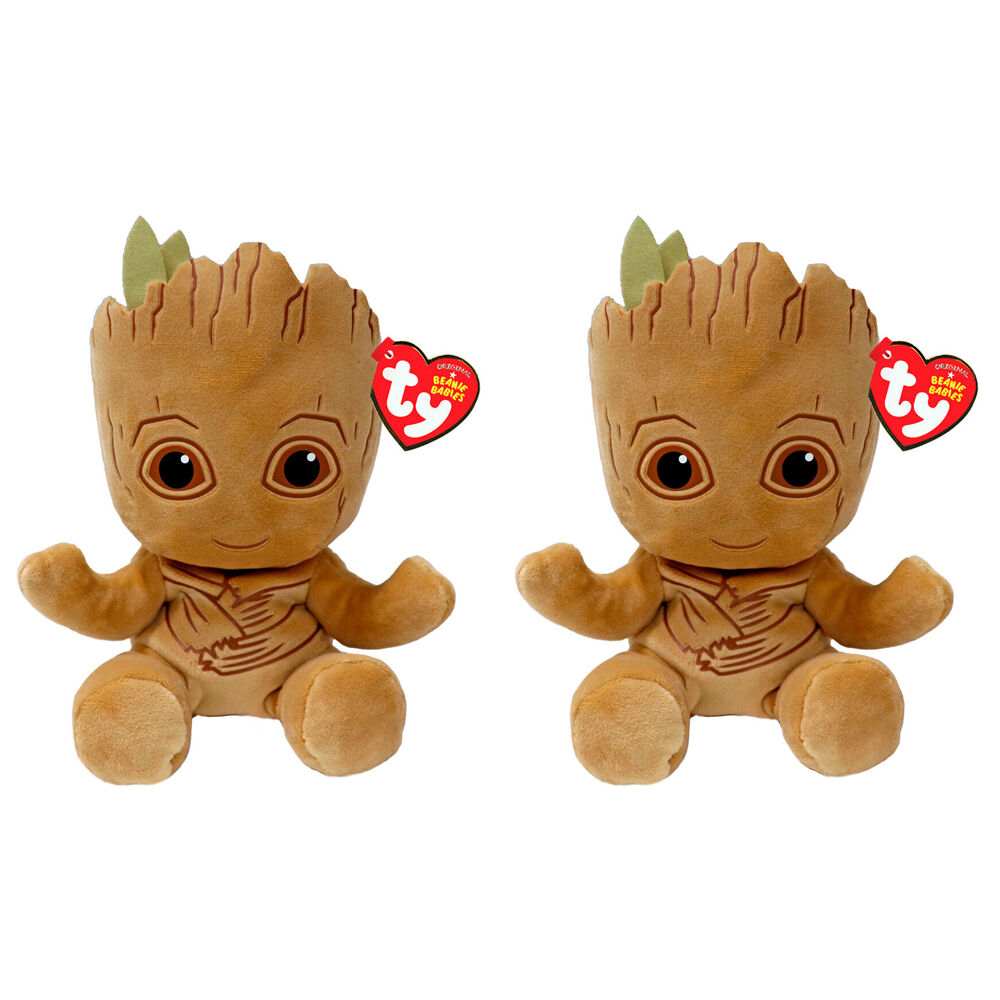 2PK TY Beanie Babies Marvel Groot Kids Soft Toy 20cm - Regular 3y ...