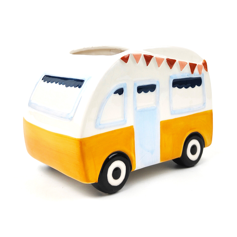 Urban 13cm Retro Caravan Ceramic Planter Garden Plant Pot - Mustard ...