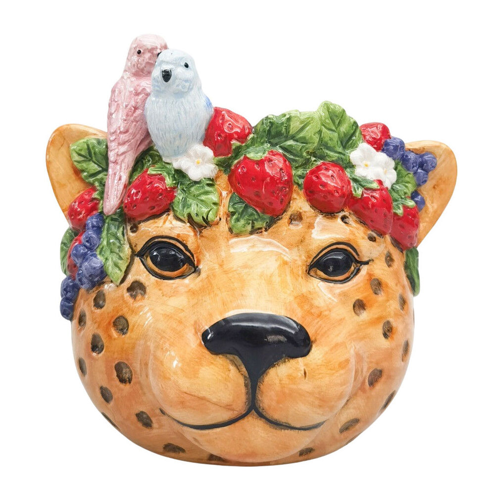 Urban Ceramic Jungle Cheetah Outdoor Planter Pot 17cm Orange - Online ...