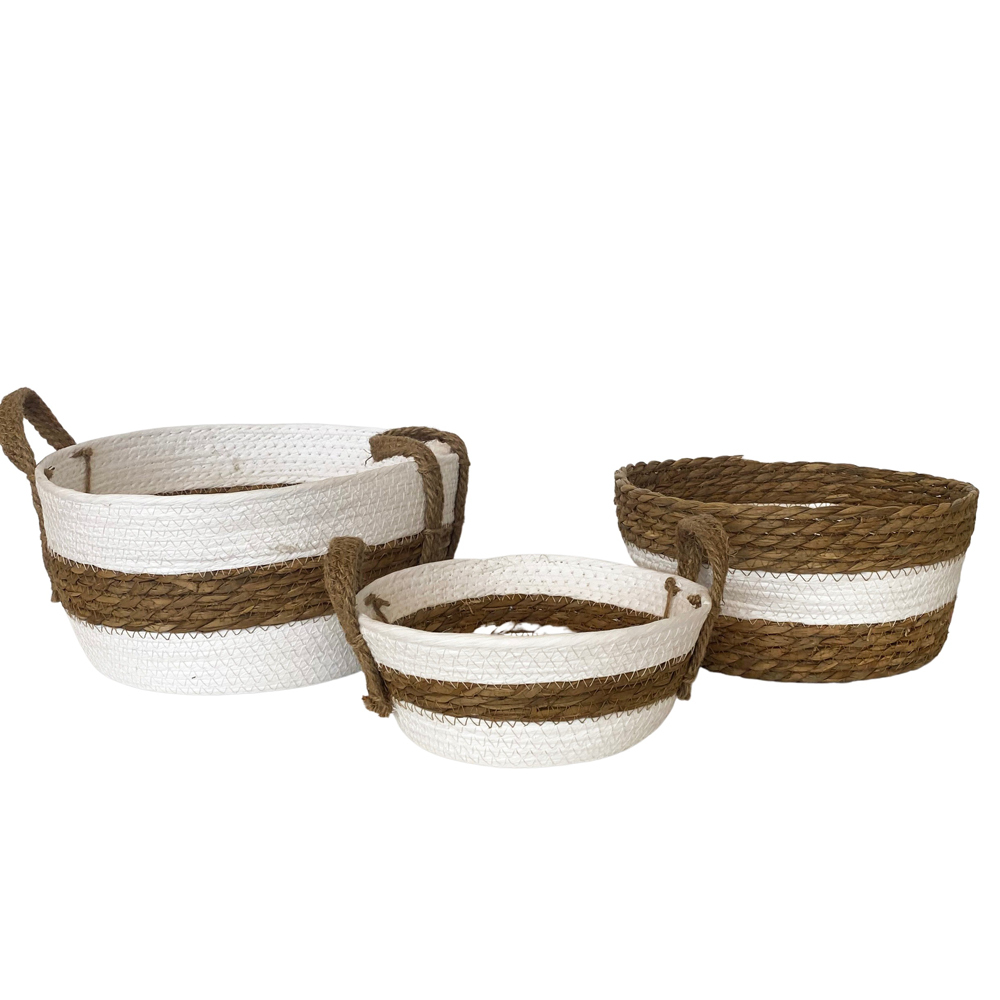 3pc Urban 22/26/30cm Baskets w/ Handle Home Decor - White - Online | KG ...