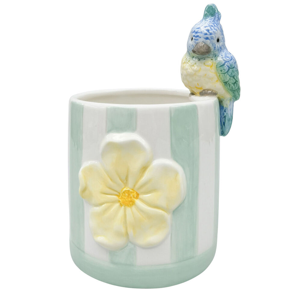 Urban Ceramic Perdy Parrot Outdoor Planter Pot 20x12cm Green/Yellow ...