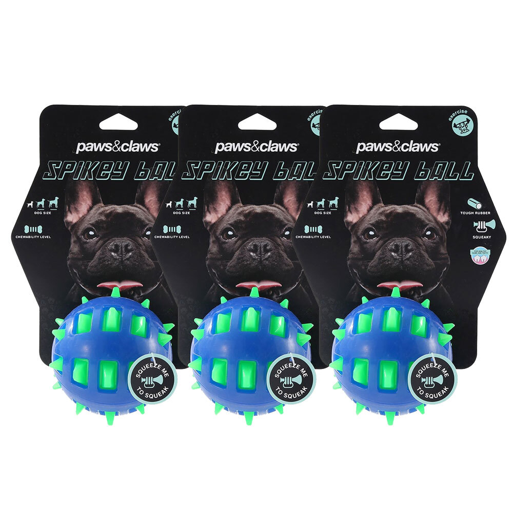 3PK Paws & Claws TPR 10cm Spikey Ball - Online | KG Electronic