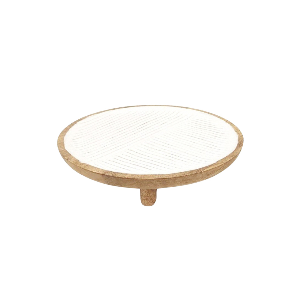 Urban 35cm Ripple Mango Wood Platter Home/Kitchen Plate - Natural/White ...