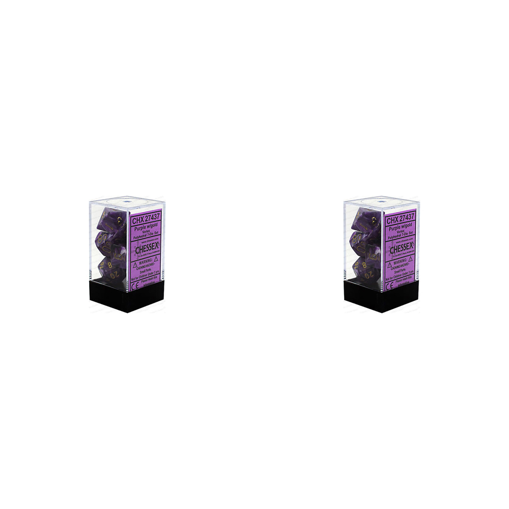 2x 7pc Chessex Vortex Polyhedral Gaming Dice Set Purple/Gold - Online ...