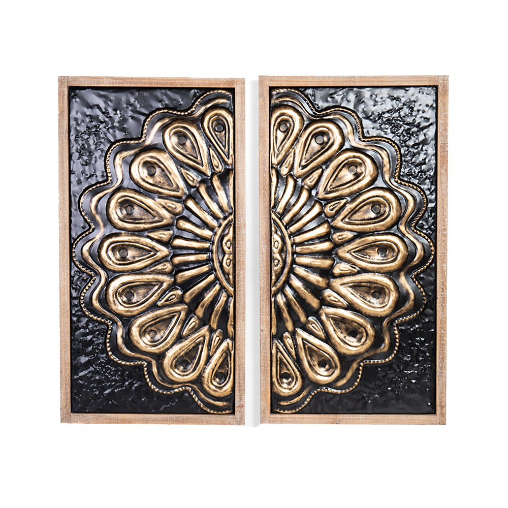 2pc DWBH 45x85cm Pressed Metal Wall Art w/Wood Frame - Luxor - Online ...