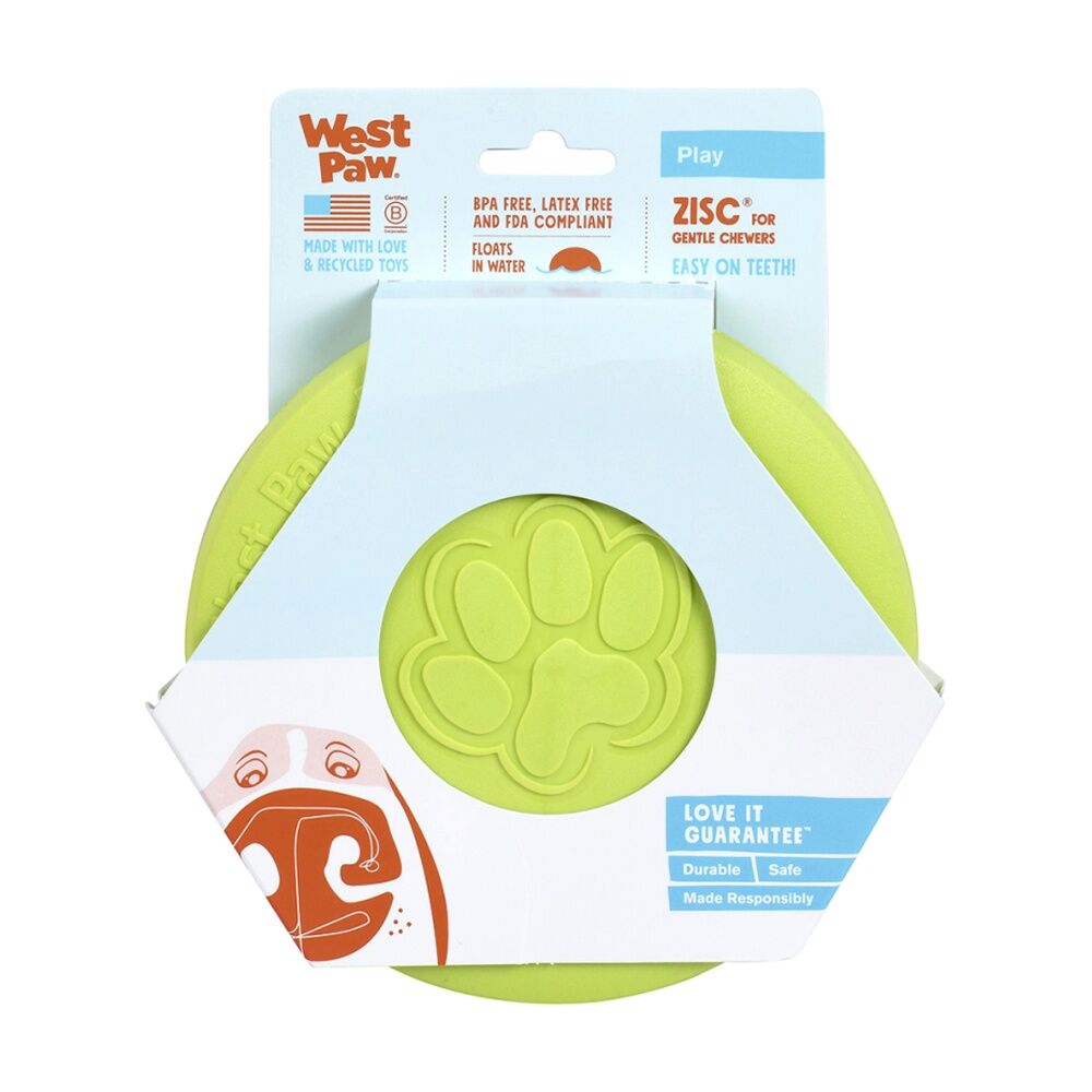 West Paw Zisc Flying Disc Pet Dog Fetch Throwing Soft Toy Green ...