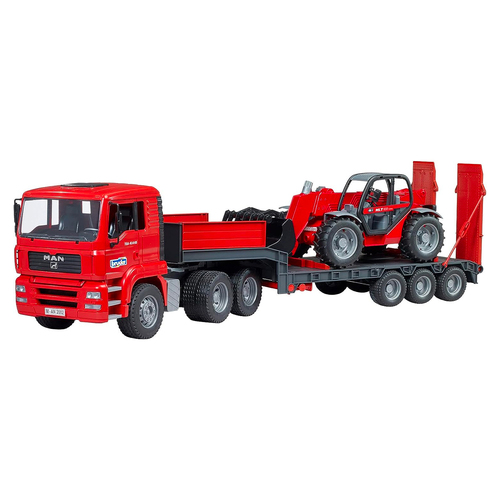 Bruder MAN TGA Truck w/ Low Loader Trailer & Manitou Telehandler Kids ...