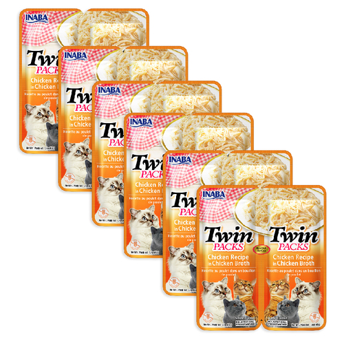 6PK Inaba 40g Twin Packs Chicken in Chicken Flavored Broth Cat Pet Food ...
